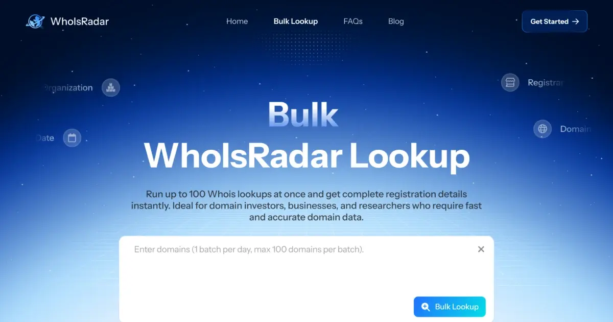 Bulk Whois Lookup Tool | Check Domain Lists and Export CSV | WhoisRadar